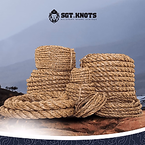 SGT KNOTS Twisted Manila Rope - Natural 3 Strand Fiber Hemp Rope for Indoor and Outdoor Use - Multipurpose Manila Rope for Crafts, DIY Projects, Home Decorating, Climbing - 1/2 in x 10 ft