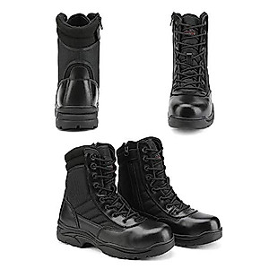 NORTIV 8 Mens Steel Toe Work Boots Safety Industrial Anti-Slip Tactical Boots Size 11 Wide Trooper-Steel-W, Black-t