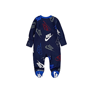 Nike Baby Boy Logo Sleep & Play Full Zip Coverall (Midnight Navy(56G821-U90)/Red, 0-3 Months)