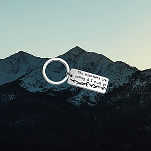 Anlive Mountain Hiking Keychain The Mountains are Calling & I Must Go Keychain Traveling Gift (mountains keychain)