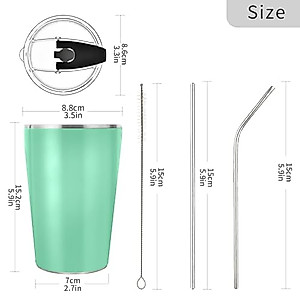 Qilmy Blue-green Tumbler with Lid and Straw, 20 oz Double Walled Insulated Stainless Steel Tumbler Travel Coffee Cup for Hot & Cold Drinks