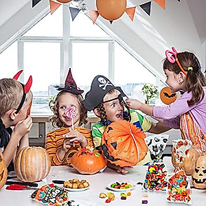 WOVTE Halloween Cellophane Bags, 150 PCS Candy Treat Bags with 150 PCS Twist Ties for Bakery Biscuit Chocolate Snacks Halloween Party Favors Homemade Craft (3 Styles)