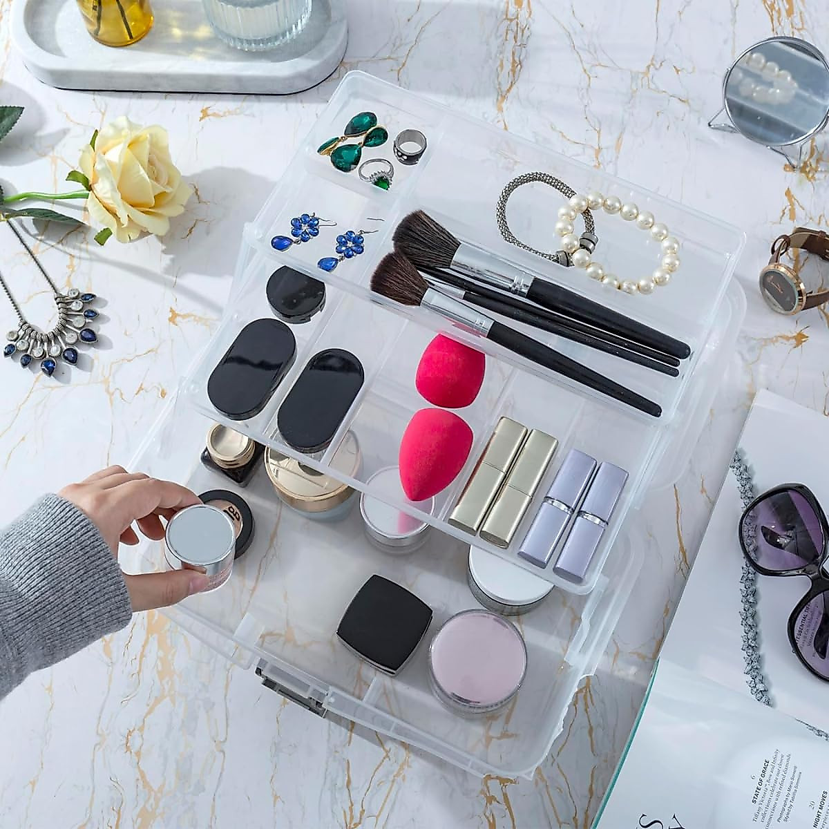 Tiered Storage Box with 3 Shelves