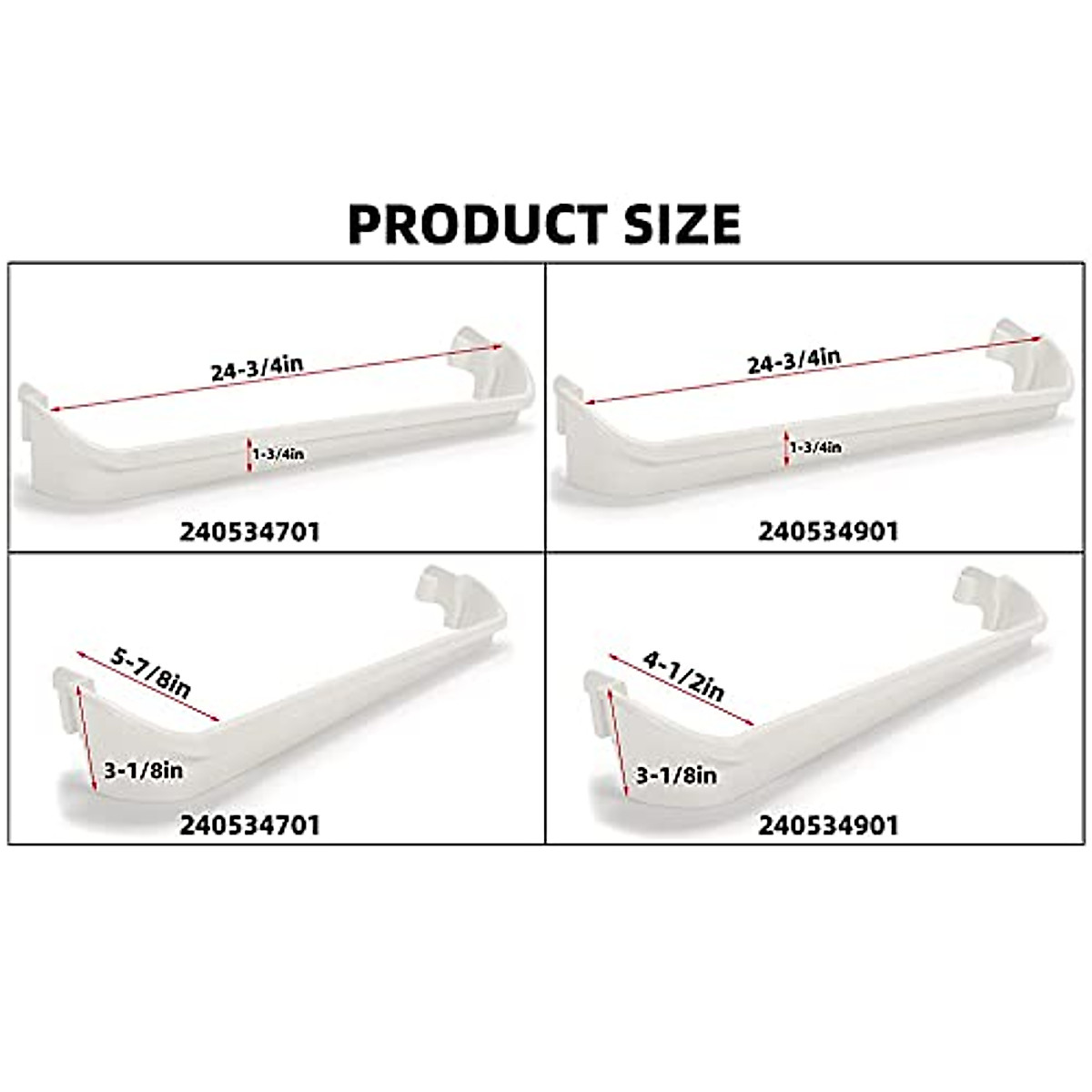 Replacement for 240534701(Middle) 240534901 Refrigerator Door Shelf Compatible with Frigidaire Kenmore Refrigerator Rack Bar Replacement for AP3214631 PS734936 948952 AP3214630 PS734935