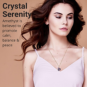 Shop LC Crystal Necklaces - Handmade Healing Amethyst & Rose Quartz Raw Gemstone Necklace Sets - 24" Necklace Length - Set of 2 Jewelry Birthday Gifts for Women