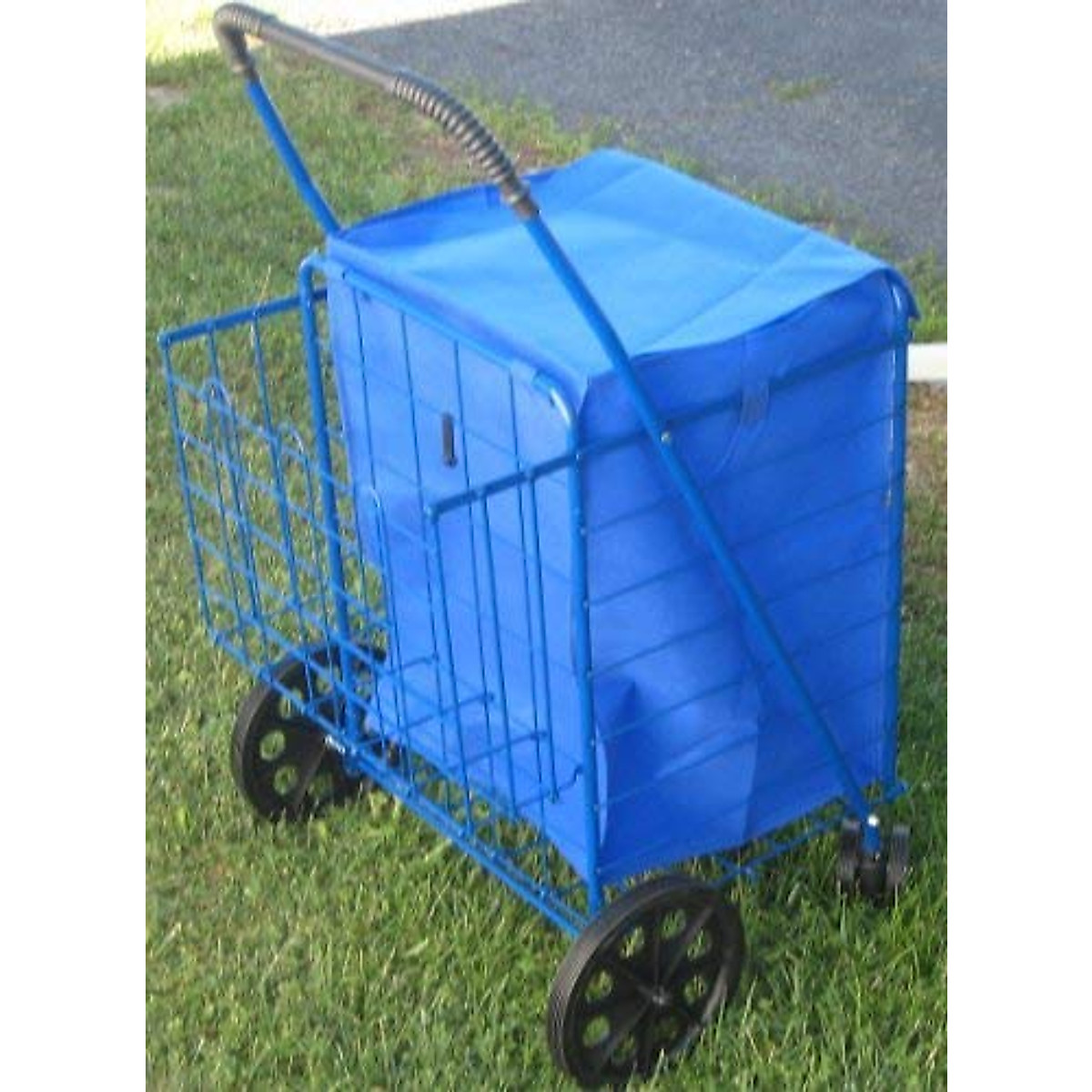 Swivel Wheels FOLDING SHOPPING/LAUNDRY CART with Double Basket Cart - Blue