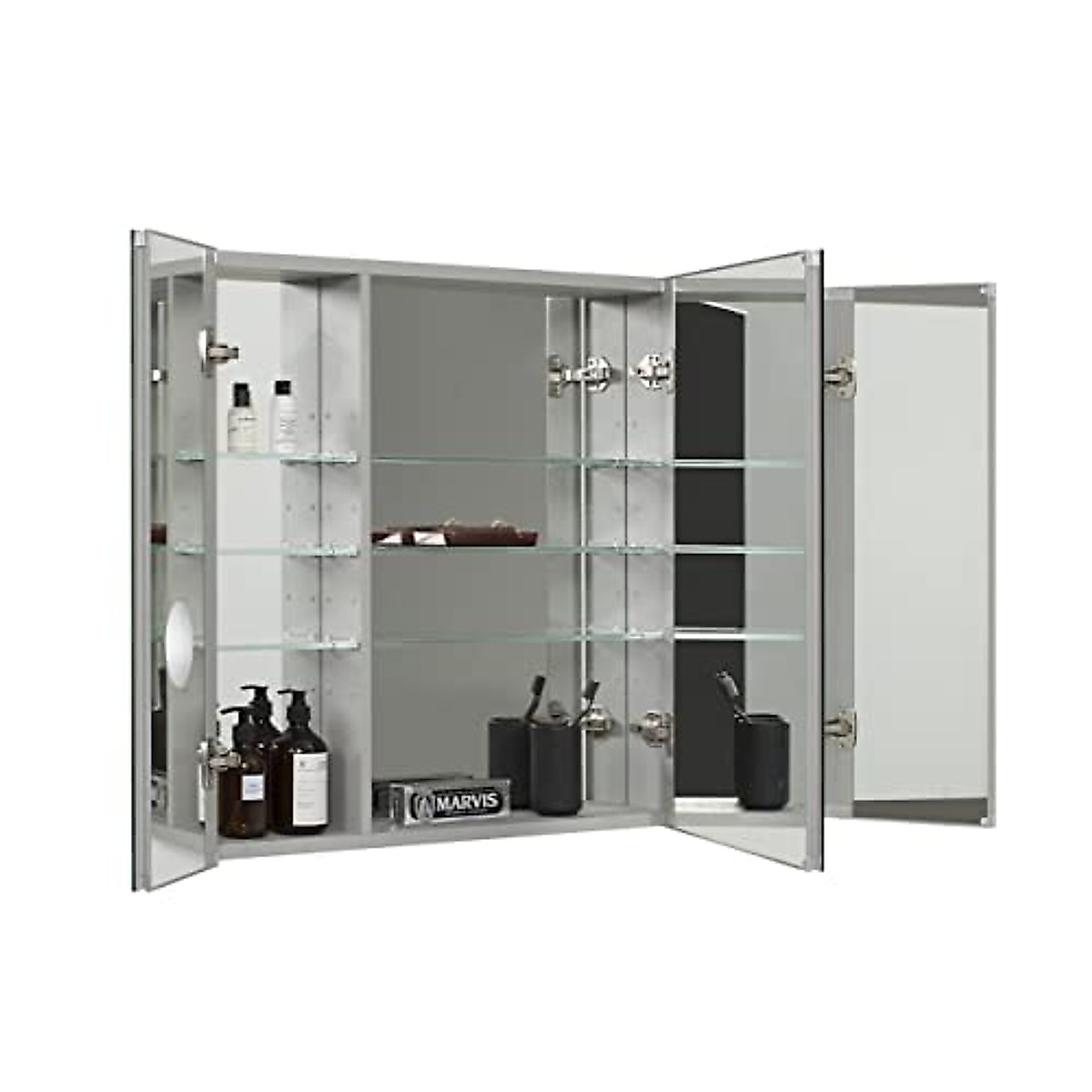 AQUADOM Royale 48in x 30in x 5in 3 Doors, Medicine Cabinet Integrated 3X Magnifying Mirror