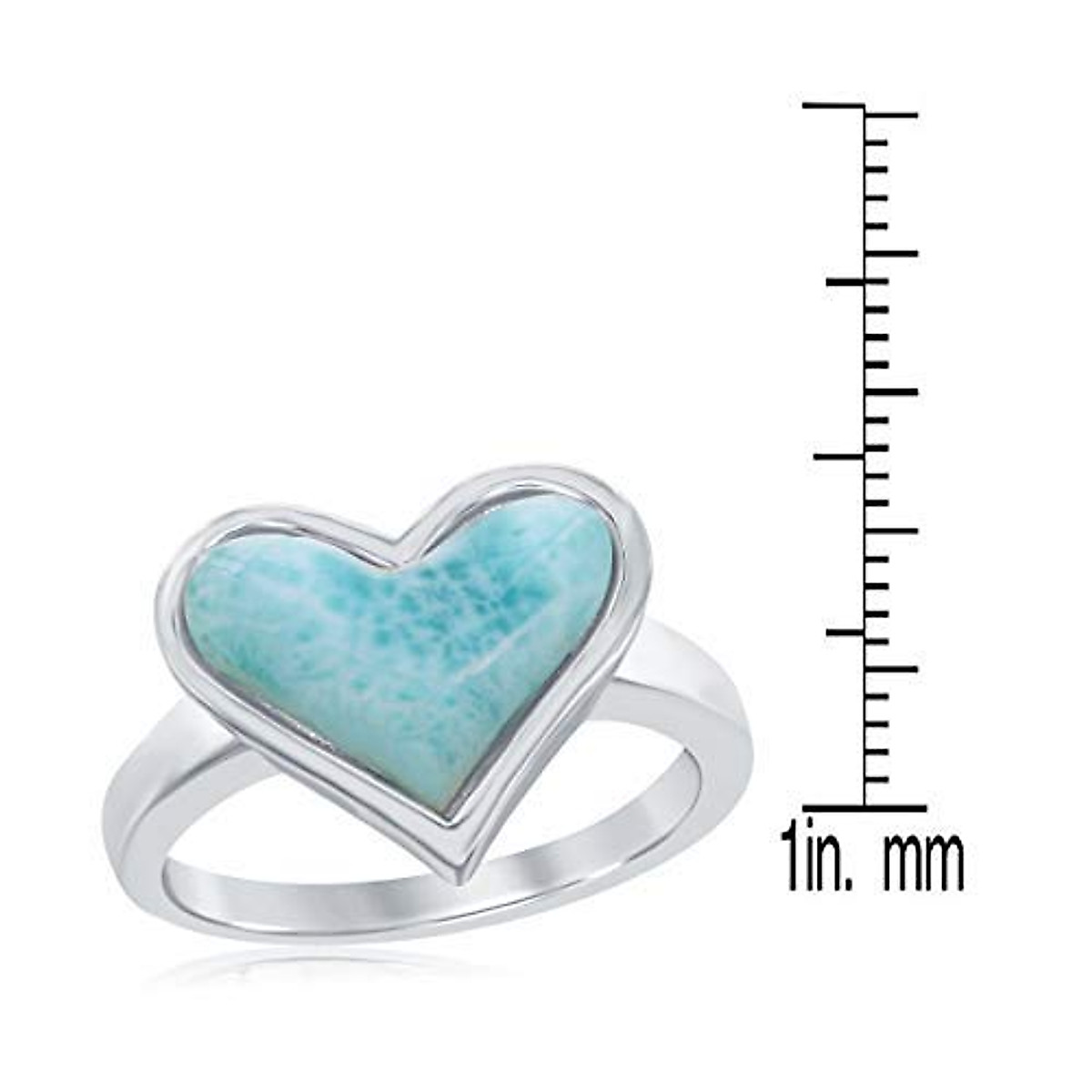 Beaux Bijoux Sterling Silver Natural Larimar Heart-Shaped Ring-8
