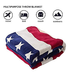 Oversized USA Flag Fleece Throw Blanket, 60 inch x 80 inch Red/White/Blue
