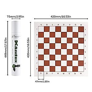 Andux Chess Game Set Chess Pieces and Rollable Board QPXQ-01 (Brown,42x42cm)