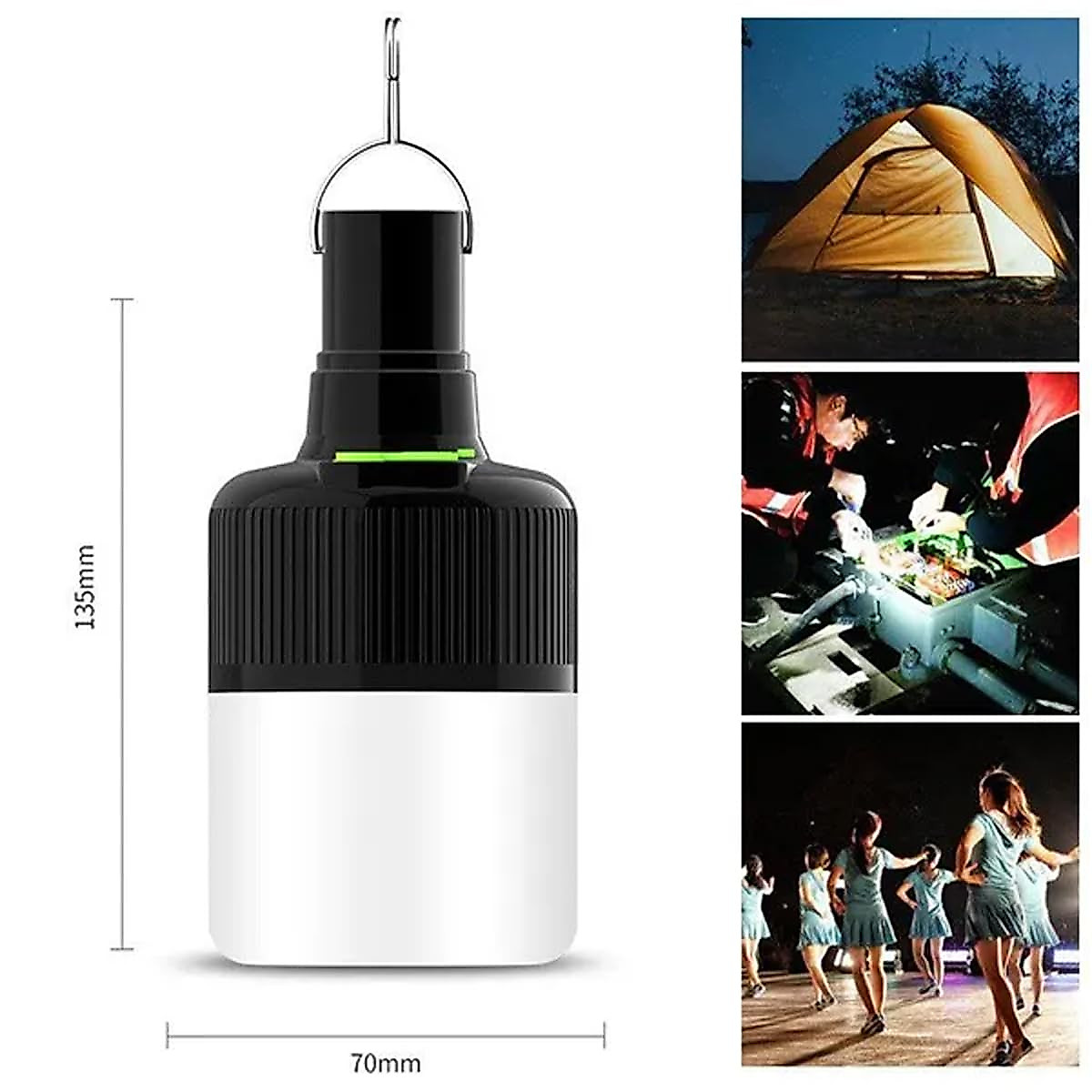 Super Bright Outdoor Tent Lamp 2 Mode Camping Lamps USB Rechargeable Portable Night LED Bulbs Emergency Lamp for Camping Hiking (2)