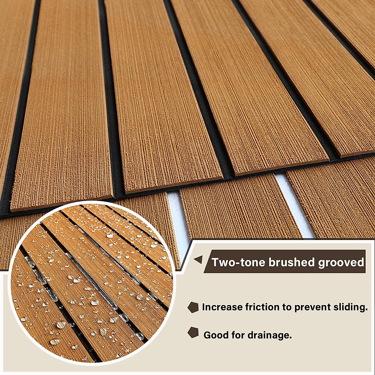 HZCHIONE 3M EVA Foam Boat Decking Boat Flooring 94x45in Self Adhesive Boat Mat Sheet Non-Slip Faux Teak Boat Flooring Deck for Yacht Fish Pontoon Boat Floor