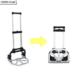 TargetEvo Folding Hand Truck, Aluminum Dolly Cart with Wheels, 170 lbs Capacity Luggage Cart with Rope & Hook for Indoor Outdoor Moving Travel
