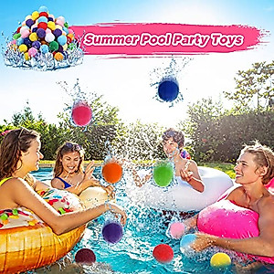 Leyndo 160 Pcs Reusable Water Balls Cotton Balloons 2.5 Inch Splash Water Absorbing Balls for Kids Outdoor Fun Toys with 2 Storage Bags for Summer Game Water Fight Activities Pool Yard Beach Favor