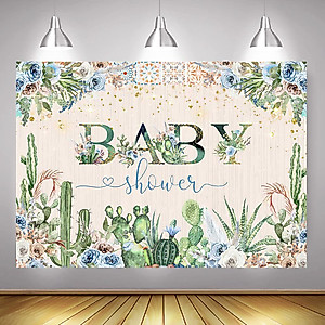 Mocsicka Boho Fiesta Baby Shower Backdrop for Boy Cactus Baby Shower Party Decorations MexicanTaco Bout Baby Background Cake Table Banner(7x5ft (82x60 inch))