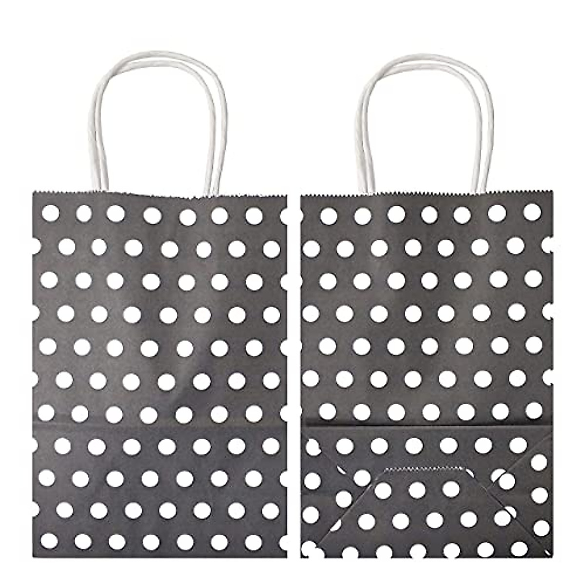ADIDO EVA Small Polka Dot Gift Bags Black Kraft Paper Bags with Handles for Party Favors (8.2 x 6 x 3.1 In 12 PCS)