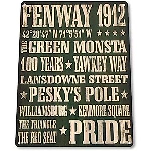 CCDR Baseball Retro Metal Tin Sign Boston Red Sox Beautify Poster Club Cafe Bar Living Room Kitchen Home Art Wall Decoration Plaque, 8Inch X 12Inch