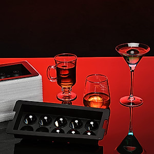 Sphere Clear Ice Cube Tray - Crystal Clear 1.7 Inch Ice Ball Maker,10 Silicone Round Ice Cubes Mold for Whiskey and Cocktail