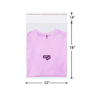 KnR Harmony Self Sealing Resealable Bags 12x18 200pcs Clear Adhesive Cello Bags Plastic Cellophane Bags for Apparel Clothing T-shirt Pants Storage Packaging 14 Sizes to Choose from