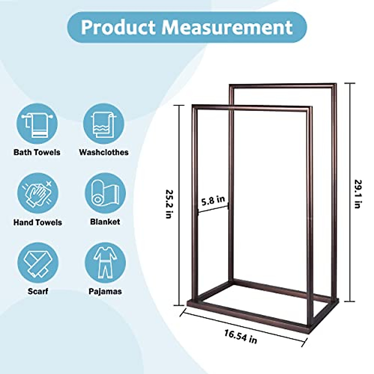 Free Standing Towel Rack, 2 Tier Oil Rubbed Bronze Tall Towel Racks for Bathroom Floor Outdoor Poolside, Stainless Steel Towel Drying Rack, DECLUTTR