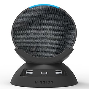 Echo Pop Bundle: Includes Echo Pop | Charcoal & Made For Amazon Stand with USB-C and USB-A charging ports | Charcoal