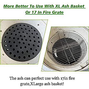 KAMaster Ash Can with Handle for XLarge Big Green Egg,Charcoal Ash Collector Must Haves Big Green Egg Accessories Carbon Steel Ash Pot with Enamel Coating Steel Folding Handle Kamado Ash Basket(XLarge