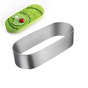 4pcs Mousse Rings Stainless Steel Mini Cookie Cutters Mini Long Oval Mousse Ring Mold Metal Baking Tiramisu Mold for Kitchen Baking Sponge Cakes Dessert Pies