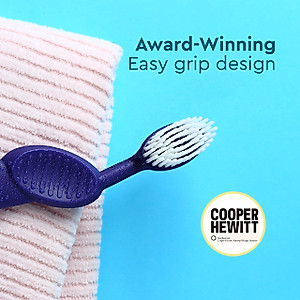 RADIUS Flex Brush with Soft Bristles Toothbrush BPA Free & ADA Accepted Designed to Improve Gum Health & Reduce Issues - Right Hand - Assorted - Pack of 6