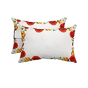 Recliner Head Pillow Ledge Loungers Chair Pillows with Insert Farm Bees Honeycomb Flowers Border Lumbar Pillow with Adjustable Strap Outside Patio Decorative Garden Cushion for Bench Couch, 2 PCS