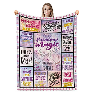 FunHot Best Friend Blanket, Birthday Gifts for Best Friend, 50"x60" Blanket Gift Girls BFF for Sofa Bed, Soft Cozy Flannel Throw Blanket for Friends Birthday Christmas