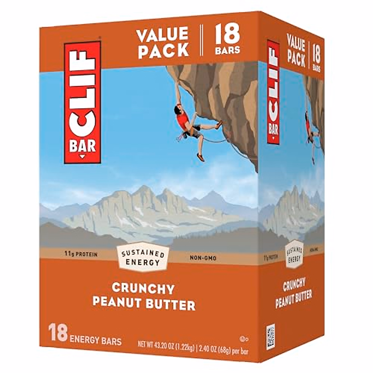 Clif Bar - Crunchy Peanut Butter - Made with Organic Oats - 11g Protein - Non-GMO - Plant Based - Energy Bars - 2.4 oz. (18 Pack)