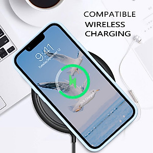 GUAGUA Compatible with iPhone 13 Case 6.1 Inch Liquid Silicone Soft Gel Rubber Slim Thin Microfiber Lining Cushion Texture Cover Shockproof Protective Phone Case for iPhone 13, Light Blue