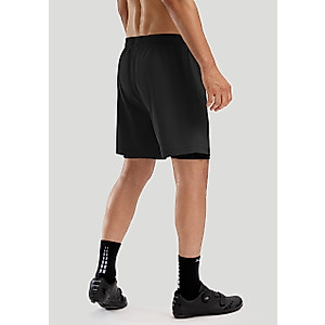 Men's Mountain Bike Shorts 3D Padded Loose-fit Biking Riding Cycling Bicycle Biker Cycle Padding Shorts for Men Zipper Pockets(Black,L)