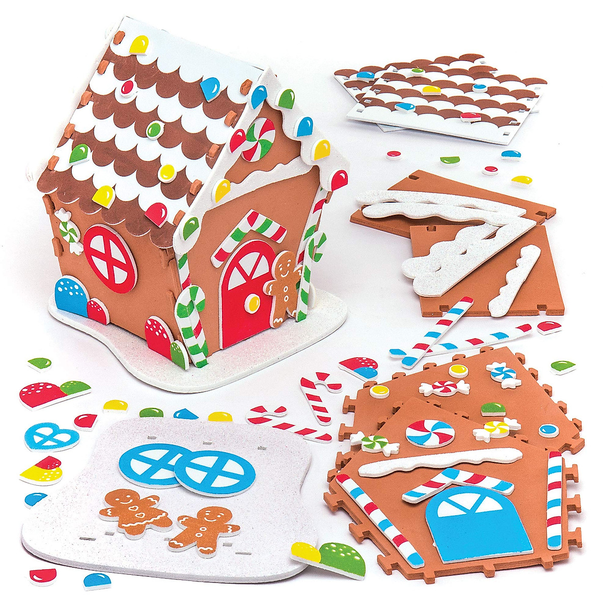 Baker Ross AR698 Gingerbread House Kits - Pack of 2, Decorate and Display for Christmas Decorations, Ideal Kids Arts and Crafts Project