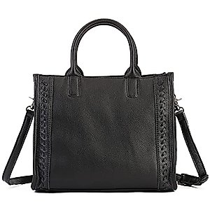 Zhuoliang Genuine Leather Handbags Purses for Women Tote Crossbody Top Handle Bag Leather Satchel Handbags for Women Ladies Black