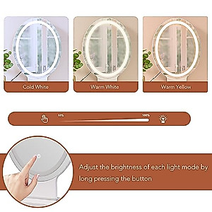 Kindmin Makeup Vanity Table Set with 3 Modes Adjustable Lighted Mirror Cushioned Stool, Dressing Table for Small Space