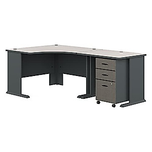 Bush Business Furniture Series A 48W Corner Desk with 36W Return and Mobile File Cabinet in Slate and White Spectrum