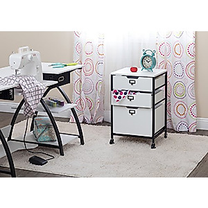 Sew Ready Charcoal/White 27" H 3-Drawer Mobile Storage Organizer Cart for Bathroom, Kitchen, Crafts, Home Office or Laundry Rooms