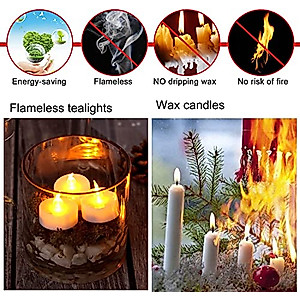 Battery tealights ,12 Pack Realistic and Bright Flickering Last 200 hours Longer Battery Operated Flameless LED Tea Lights candles for Holiday, Weddings, Birthdays,Halloween,Christmas(Warm Yellow)