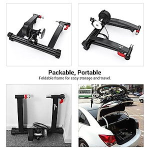 Sportneer Bike Trainer - Magnetic Stationary Bike Stand for 26-28" & 700C Wheels - Adjustable 6 Level Resistance Bike Trainer Stand for Indoor Riding with Quick Release Lever & Front Wheel Riser Block