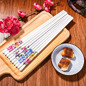 5 Pairs Porcelain Chopsticks, 9.5 Inch High-grade Bone Chopsticks, Reusable Dishwasher Safe