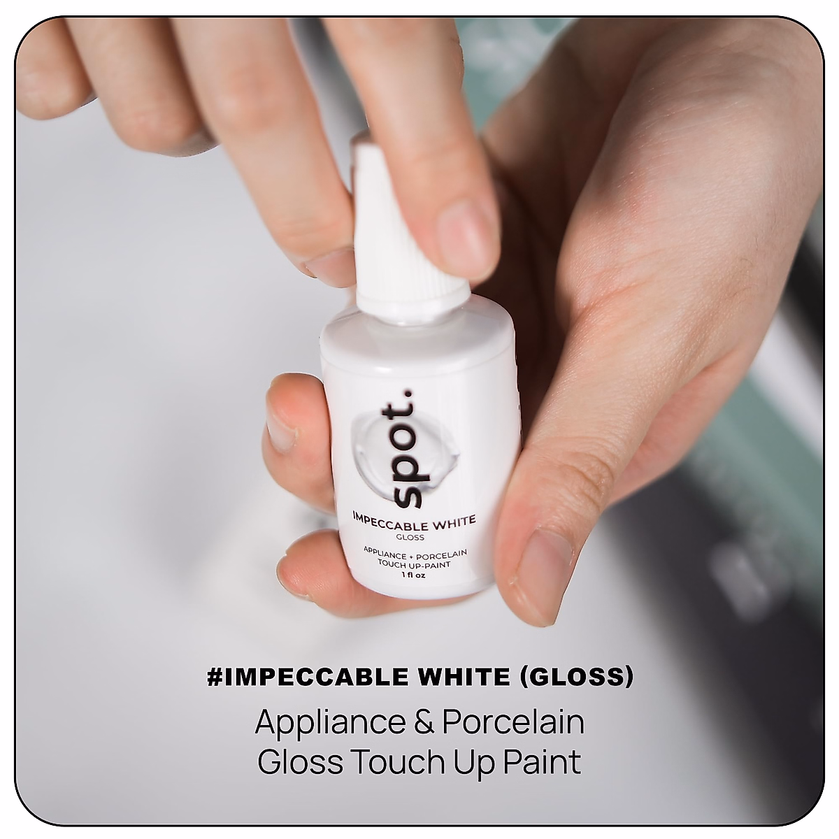 spot. Touch Up Paint for Appliance, Porcelain, Sinks, Bathtubs, Appliances, Metal Surfaces, Tiles, Ceramics, and Fiberglass, White Gloss, 1 Fl Oz