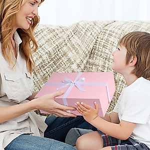 VGOODALL Pink Gift Box, 13x9x4 Inch Large Magnetic Closure gift boxes with Lid, Collapsible Gift Box with Ribbon for Bridesmaid Proposal, Birthdays, Anniversary