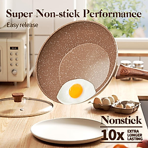 Innerwell Pots and Pans Set Nonstick, 6 Piece Kitchen Nonstick Cookware Sets with Bakelite Handles, Non-Toxic Non Stick Cooking Set, Granite Induction Compatible (PFOS, PFOA Free)