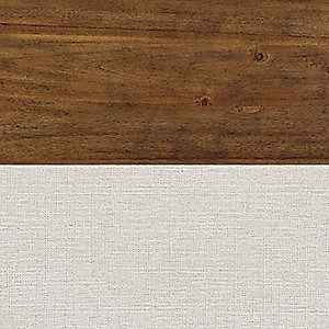 OSP Home Furnishings West Lake Dining Table Set, 7-Piece, Antique Tobacco Finish Top and Cream Base with Linen Fabric