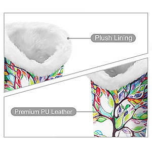 Fintie Plush Lined Eyeglasses Holder with Magnetic Base- Premium Vegan Leather Glasses Stand Case, Love Tree