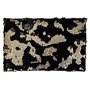 JNB Flat Sequin Envelope Clutch,Black