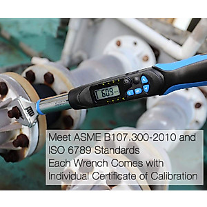 Summit Tools Adjustable Digital Torque Wrench, 5 to 99.5 ft-lb. Torque Range, 5-26 mm Adjustable Jaw, Set Target Torque, Buzzer and LED Indicators, Large LCD Display, Calibrated (WEA08-135CN)