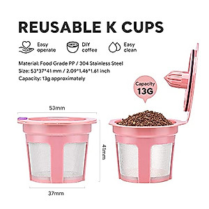 i Cafilas Week Reusable Cup Accessories for Keurig Filter K mini Plus,K-Cafe,K-cafe K83,K-Latte,K45 Elite,K-Classic,K-Compact,Reusable K Pods 2.0 and 1.0 Brewer (6 pcs in Pink)
