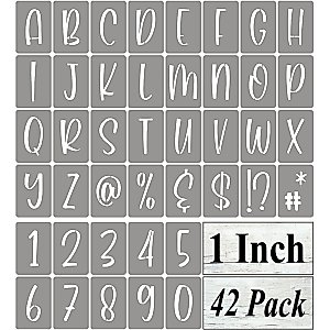 1 Inch Alphabet Letter Stencils for Painting - 42 Pack Letter and Number Stencil Templates with Signs for Painting on Wood, Reusable Letters and Numbers Stencils for Chalkboard Wood Signs & Wall Art